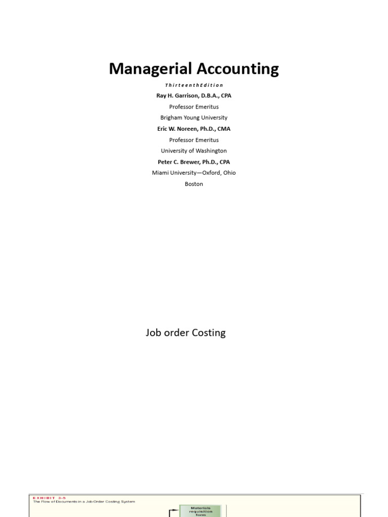 Managerial Accounting: Ray H. Garrison, D.B.A., CPA | PDF