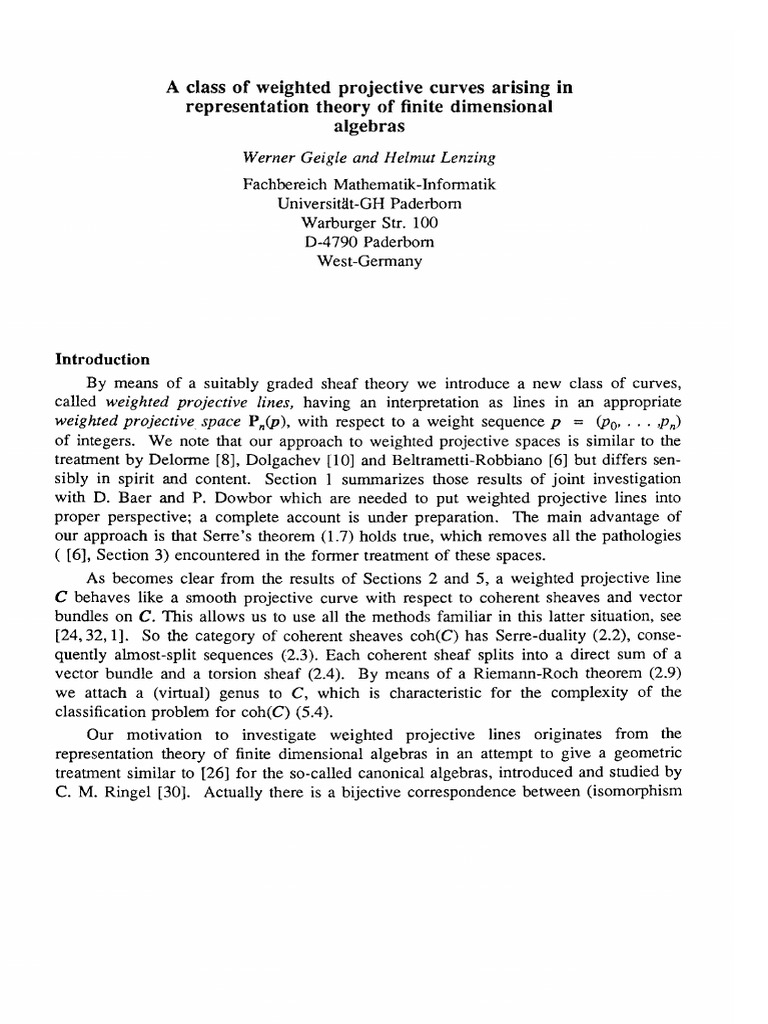 A Class of Weighted Projective Curves Arising in Representation Theory ...