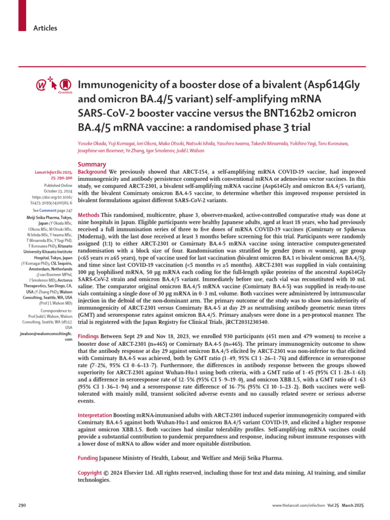 Immunogenicity of A Booster Dose of A Bivalent (As | PDF | Vaccines ...