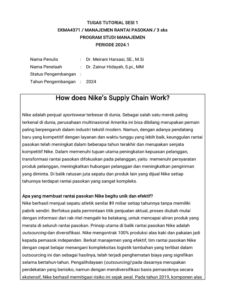 Tugas 1 Manajemen Rantai Pasokan | PDF