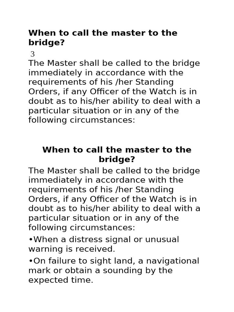 2 SM 148 When To Call The Master To The Bridge | PDF