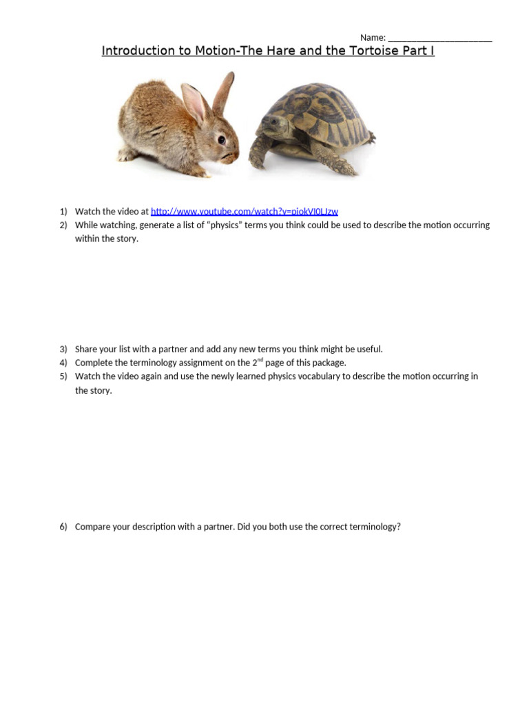 introduction_to_motion_hare_and_the_tortoise_part_i | PDF | Velocity ...
