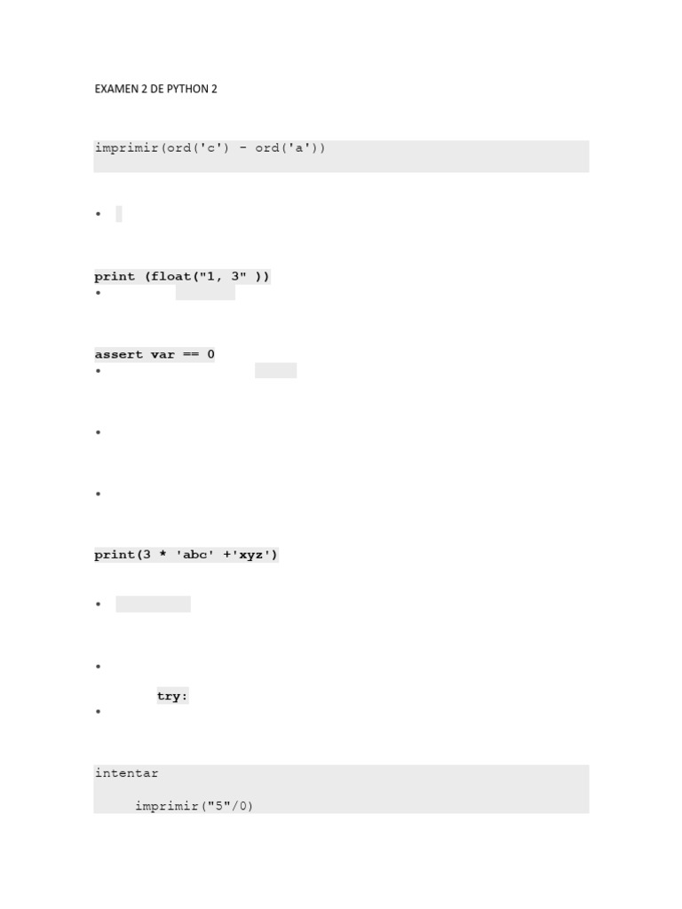 Examen 2 de Python 2 | PDF