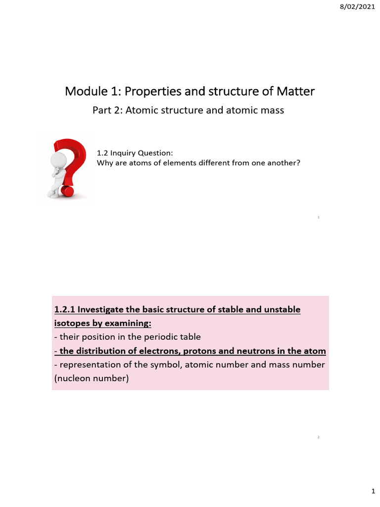 1-2 Atomic Structure and Atomic Mass | PDF | Emission Spectrum ...