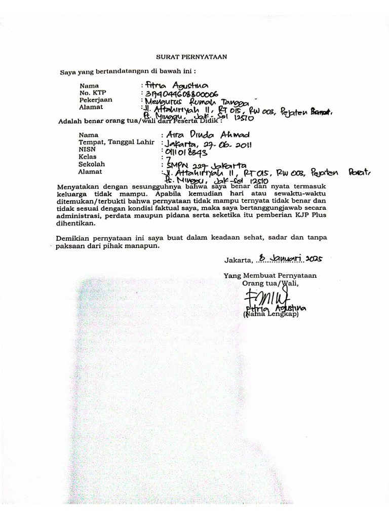 Aira Surat Pernyataan | PDF