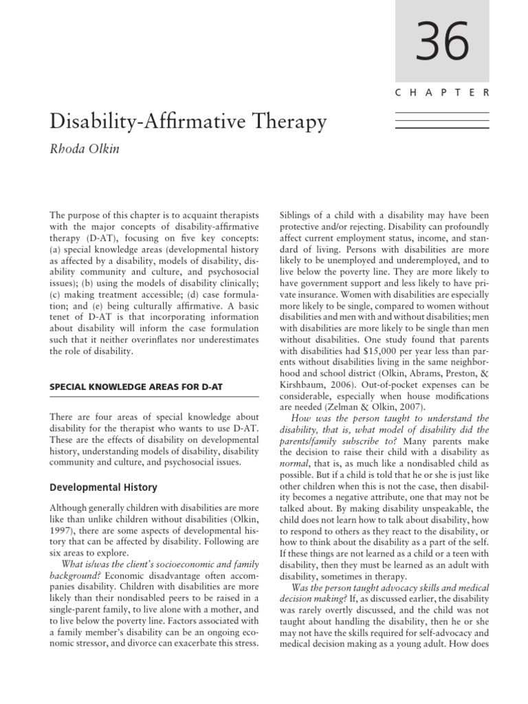 Disability Affirmative Therapy | PDF | Disability | Psychotherapy