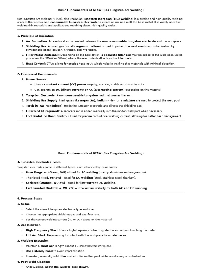 Basic Fundamentals of GTAW (Gas Tungsten Arc Welding) | PDF ...