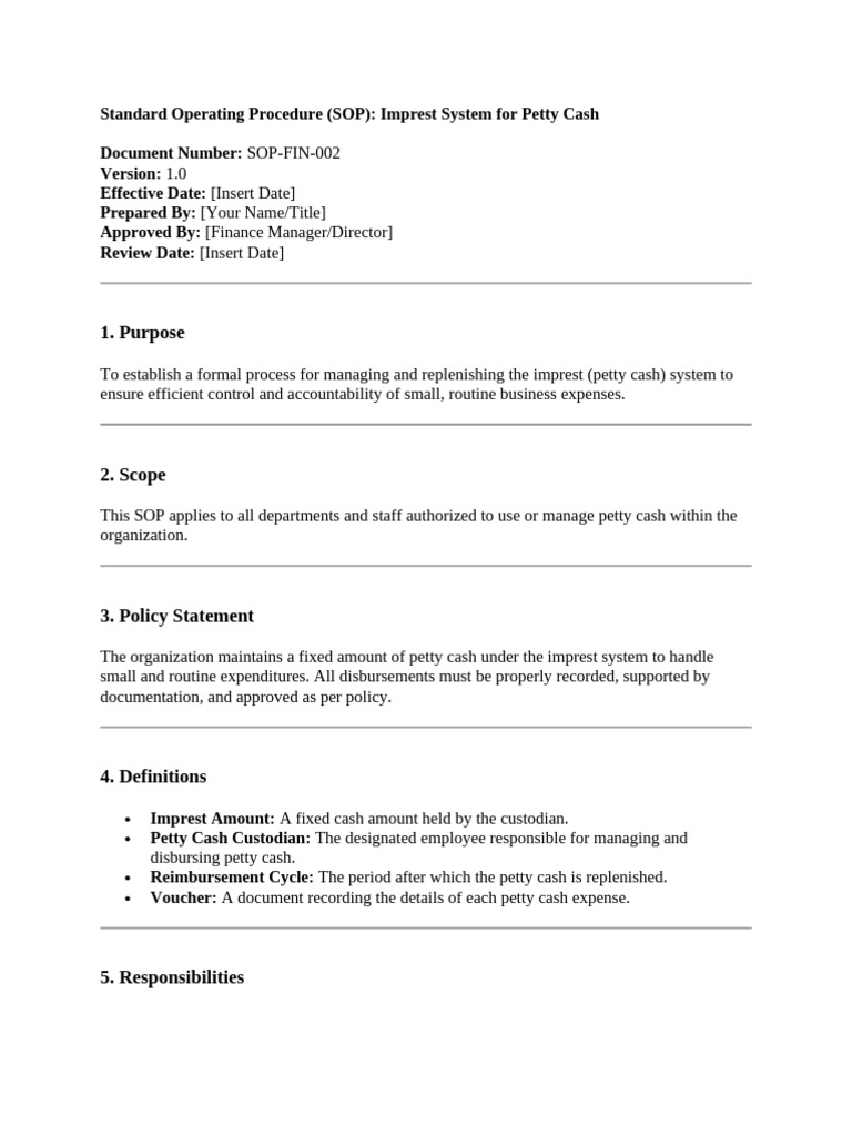 Standard Operating Procedure-Imprest | PDF | Business