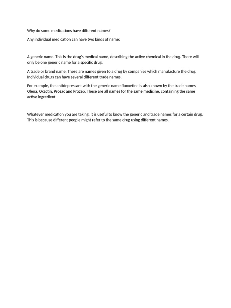 Why Do Some Drugs Have Two Different Names | PDF