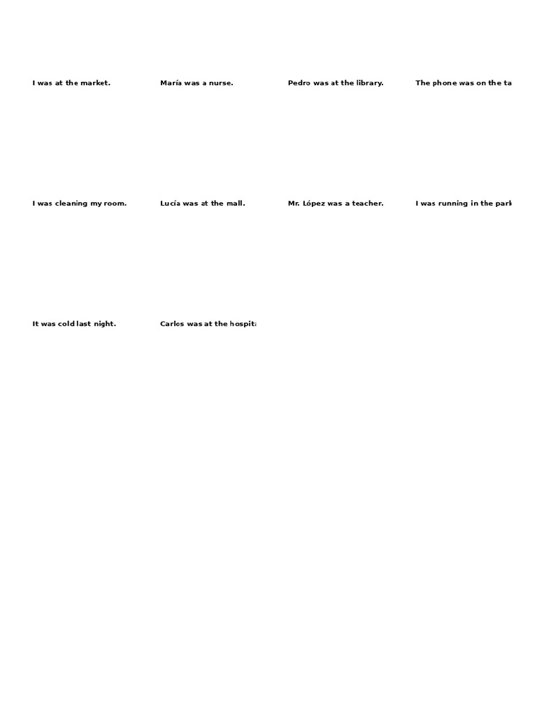 Was Were Sentences | PDF