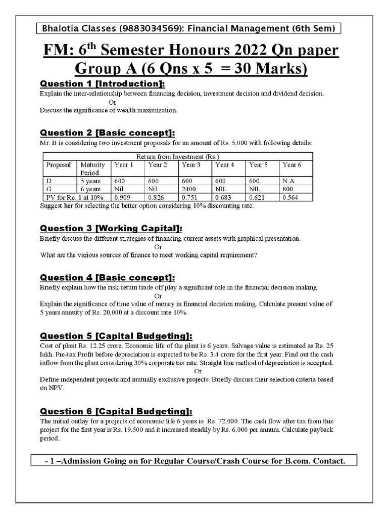 FM All Question Papers Previous | PDF