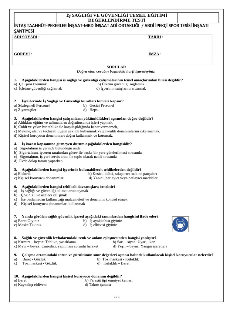 4-İSG Temel Eğitim 10 Soru Aktüel | PDF