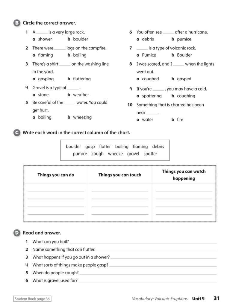 Unit 4 - Vocabulary Exercises | PDF | Volcanology | Volcanism
