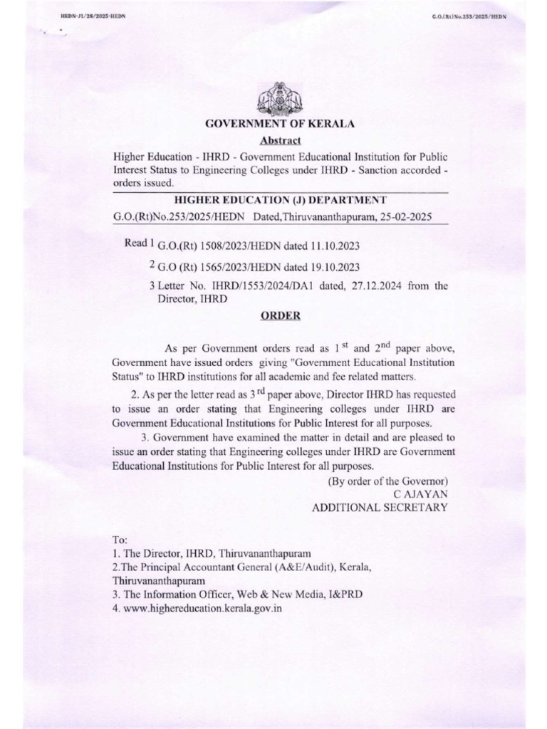 IHRD Govt Instn | PDF