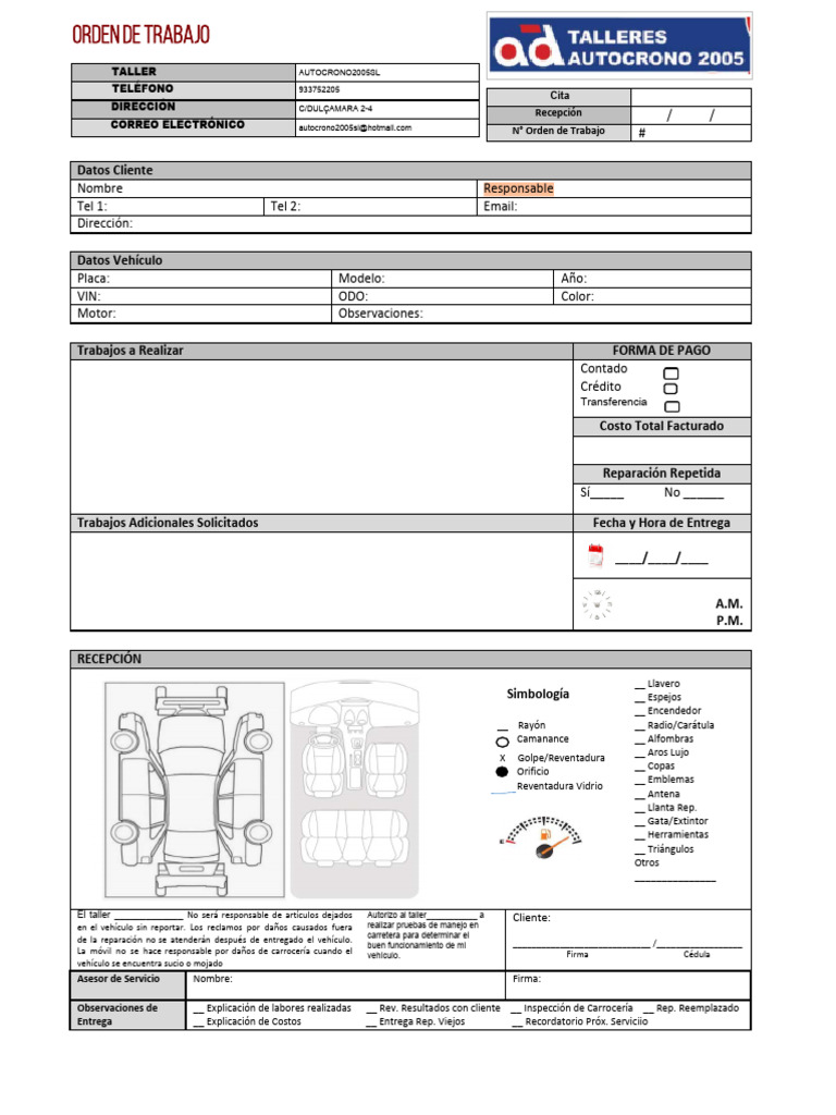 Orden de Trabajo AEV 1 | PDF