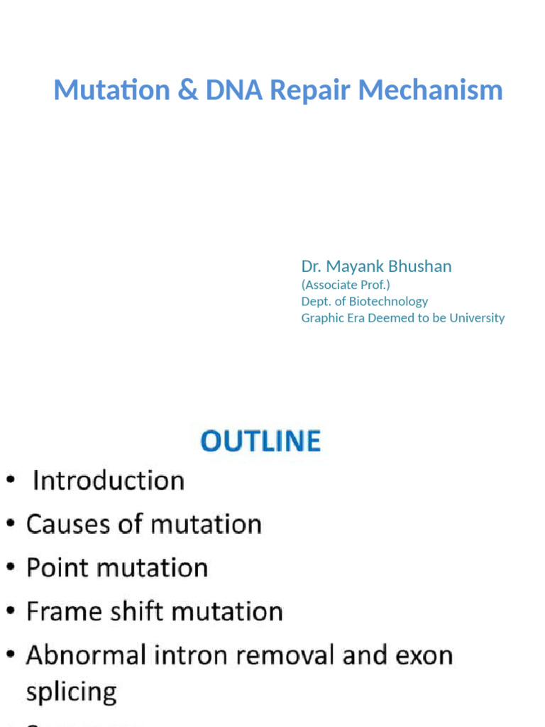 Unit IV Gene Mutation & DNA Repair - PPT-I | PDF