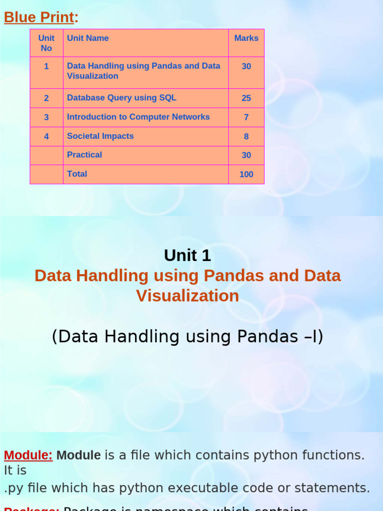 Class Xii Information Practices Ppt On Data Handling Using Pandas I Pdf Computer Programming