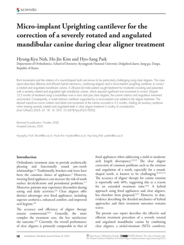 Microimplant Uprighting Cantilever For The Correction of A Severely ...