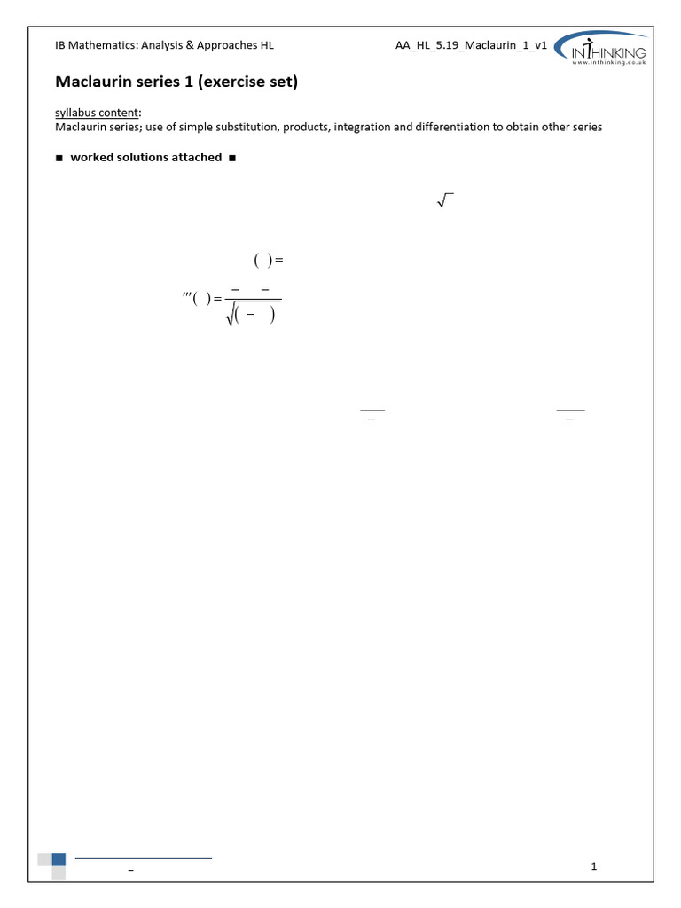 Aa HL 5.19 Maclaurin 1 v1 | PDF | Algebra | Analysis