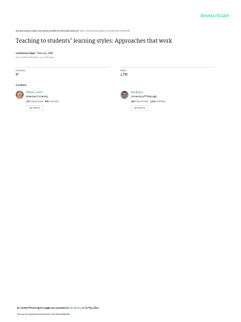 Teaching To Students Learning Styles Approaches T | PDF | Learning ...