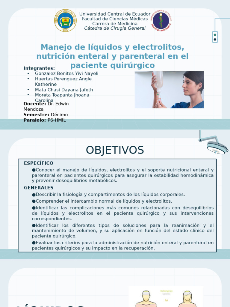 Grupo 1 Manejo de Liquidos Elctrolitos y Nutricion Enteral y Parenteral | PDF | Sodio | Potasio