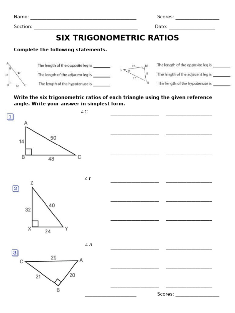 SIXTRIGONOMETRIC-RATIO-AND-PYTHAGOREAN-THEOREM_033550 | PDF