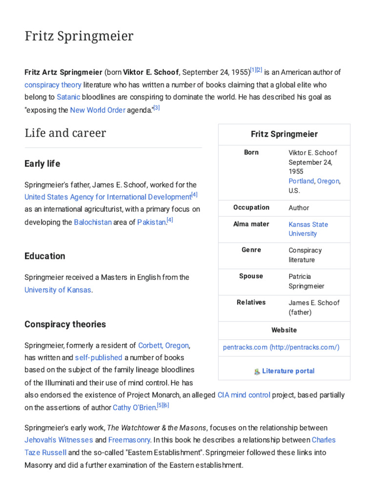 Fritz Springmeier - Wikipedia | PDF | Conspiracy | Crimes