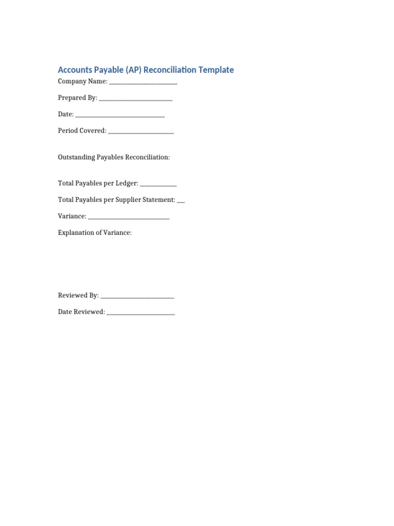 AP Reconciliation Template Guide | PDF