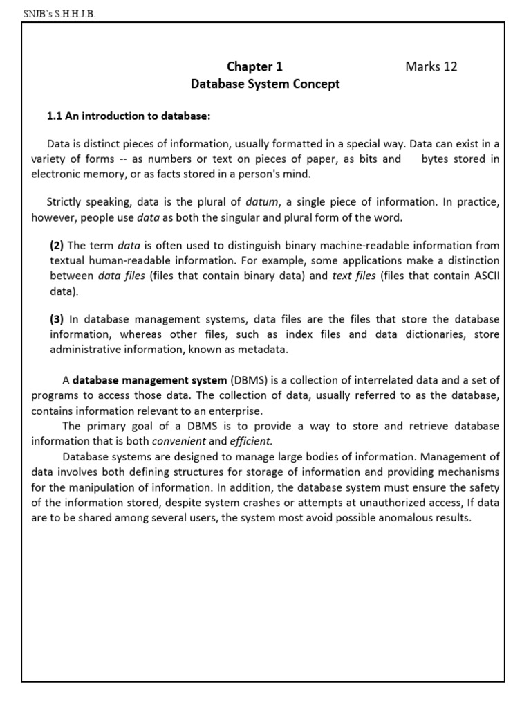 ch1 - Database System Concepts | PDF | Databases | Data Model