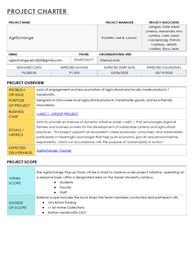 AgriXchange Project Charter Overview | PDF | Natural Environment ...