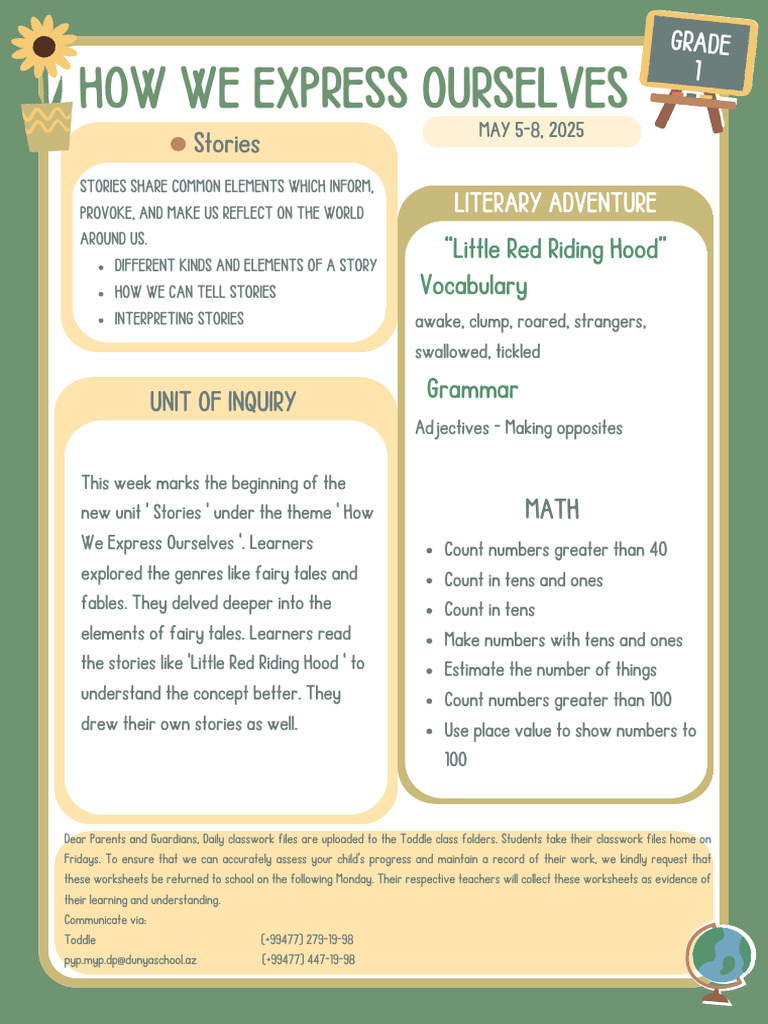 Weekly Class Update Document in Yellow Green Simple Style | PDF ...