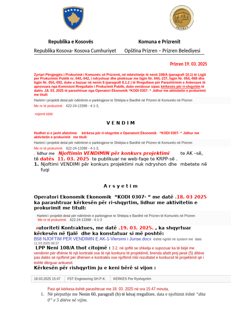 Vendimi Kodi 0307 | PDF
