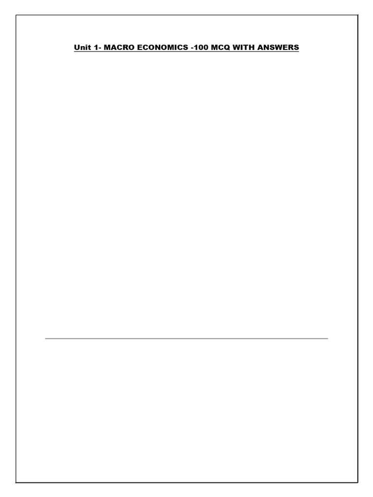 Unit 1-Macro Economics - MCQ | PDF | Macroeconomics | Economies