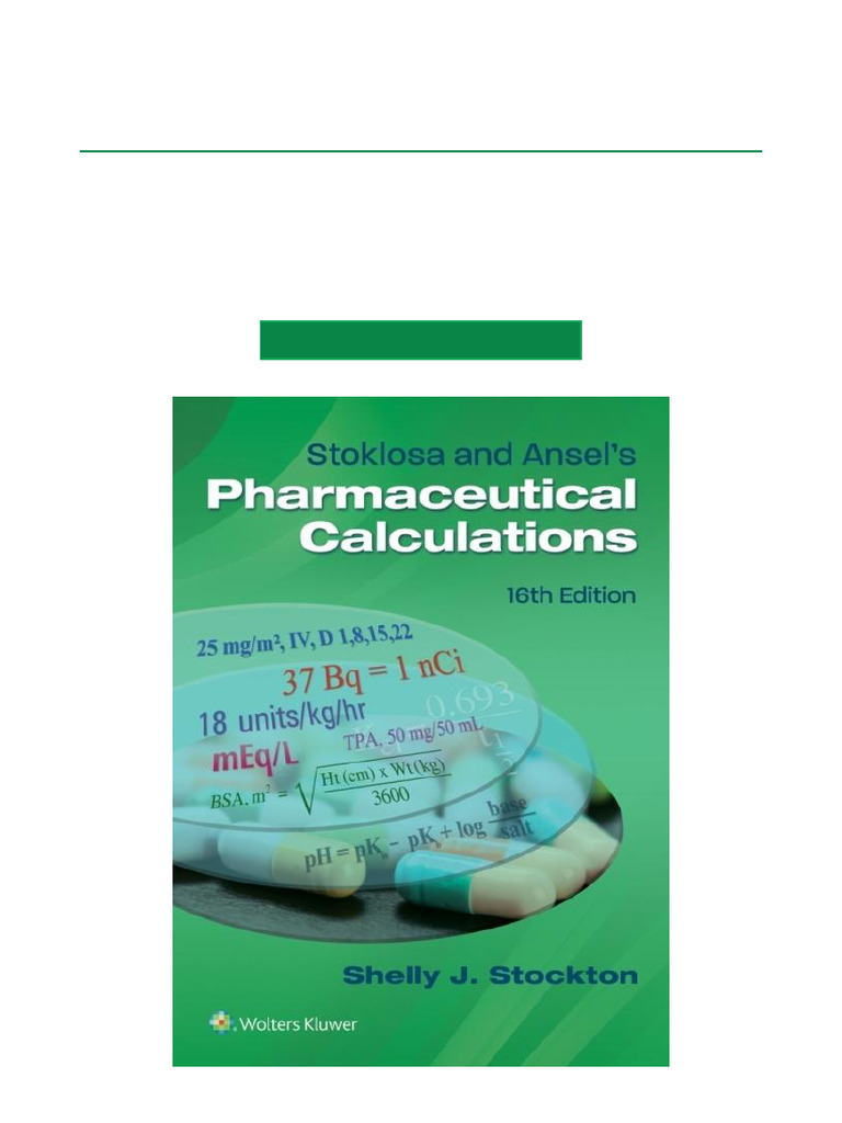 Trending Topic Stoklosa and Ansel's Pharmaceutical Calculations 16th ...