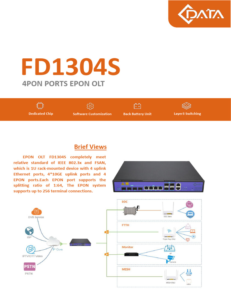 C Data Olt Fd1304s Datasheet v4.0 | PDF | Network Switch | Networking Standards