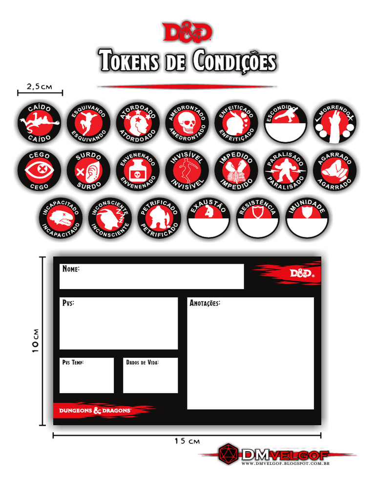 D&D 5E - Tokens de Condições (PT) | PDF