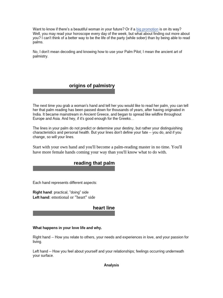 Seduction - Palmistry - Reading Palms | PDF | Psychology | Behavioural Sciences