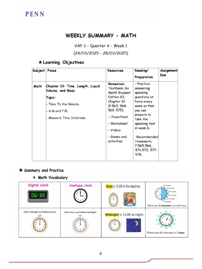 Weekly Summary - Week 1 - Quarter 4-Maths | PDF