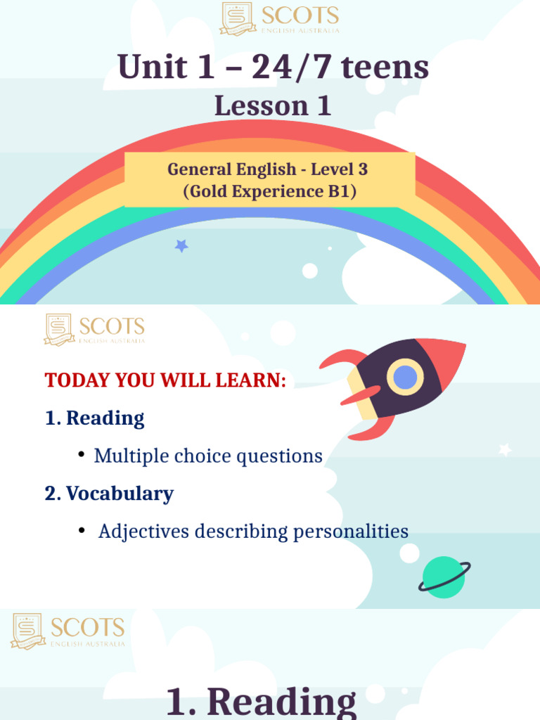 GE B1 - U1 - Lesson 1 Reading - Vocab | PDF