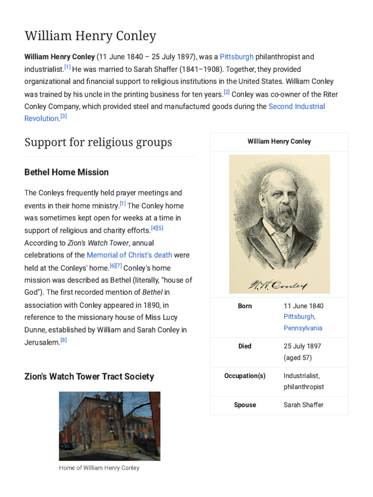 William Henry Conley - Wikipedia | PDF | Premillennialism | Religious ...