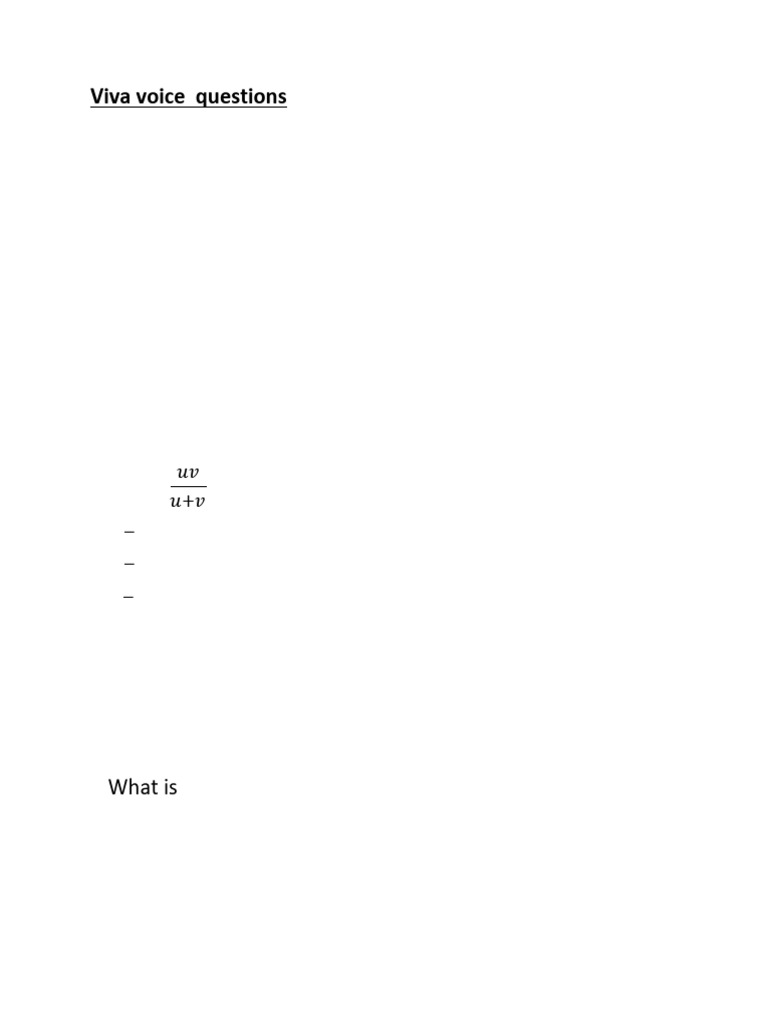 Viva Voice Questions - Convex Lens Practical | PDF