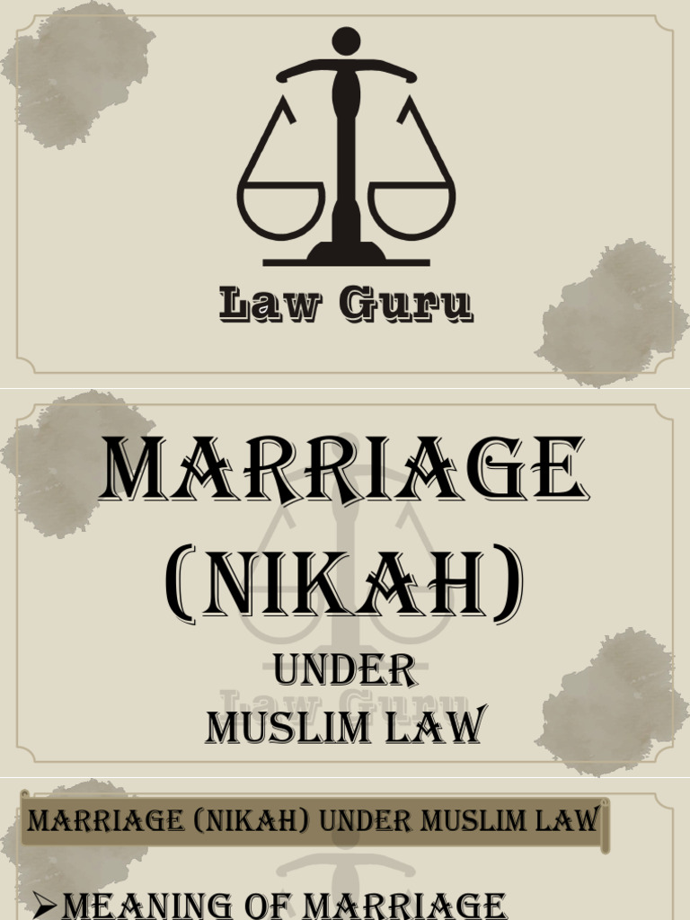 Marriage (Nikah) Under Muslim Law | PDF | Marriage | Sharia