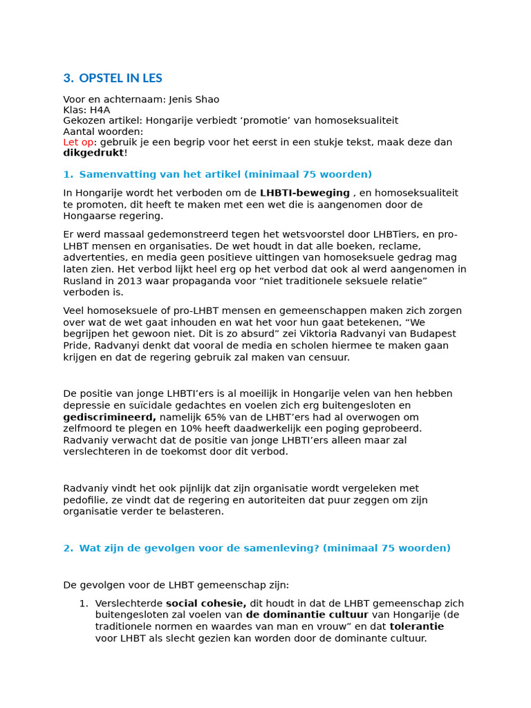 Opstel in de Les | PDF