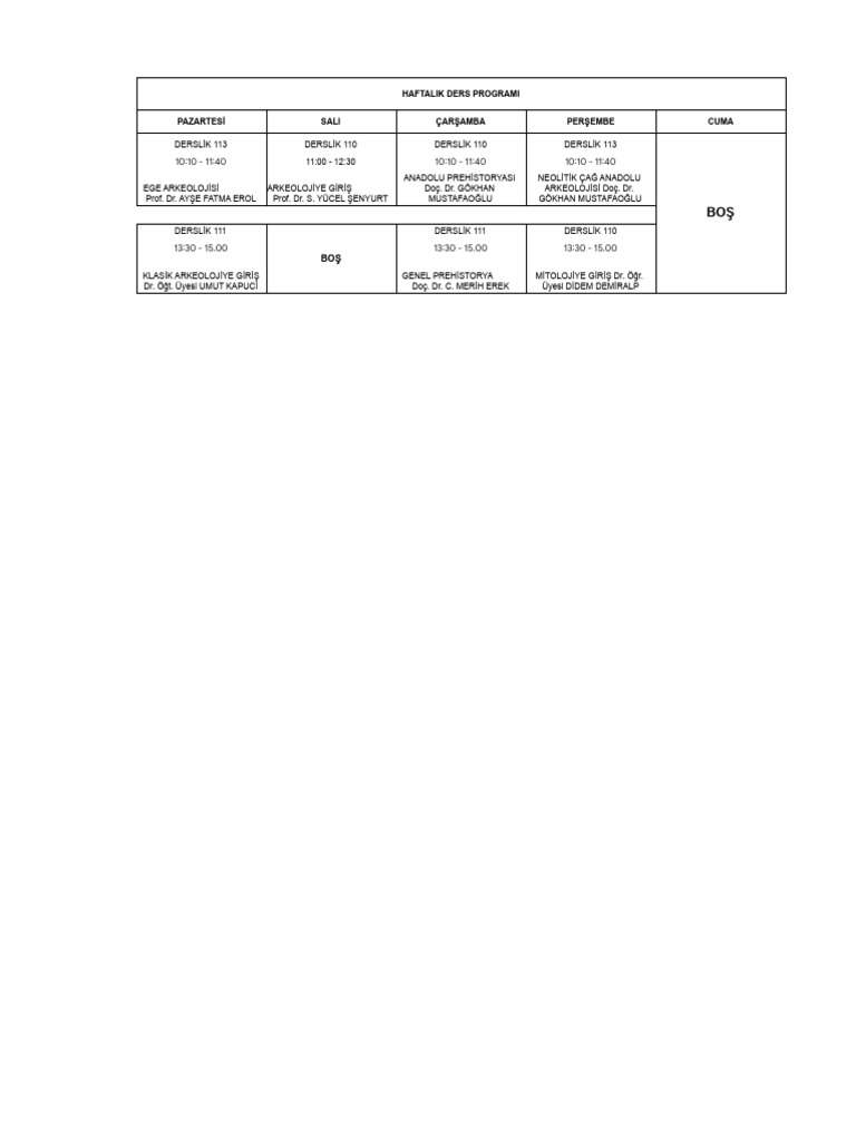 Ders Programim | PDF