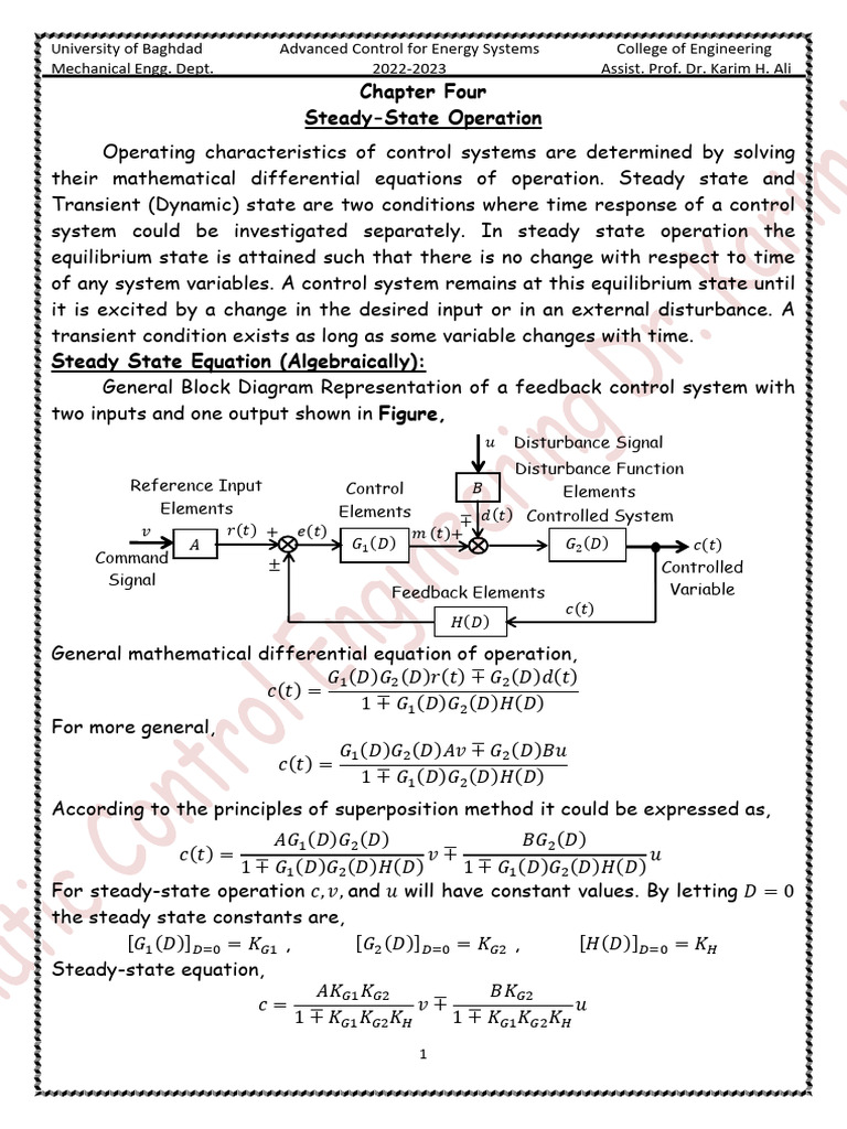 Steady-State Control System Analysis | PDF | Laplace Transform | Steady ...