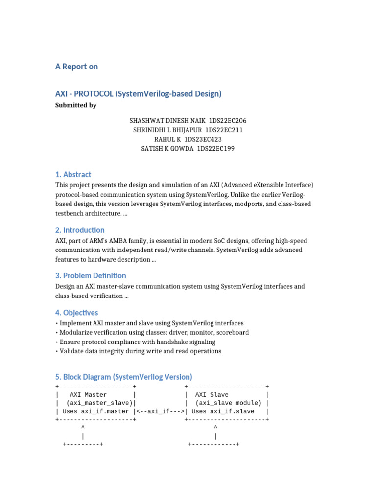 AXI SystemVerilog Report | PDF | Modular Programming | Computer Programming