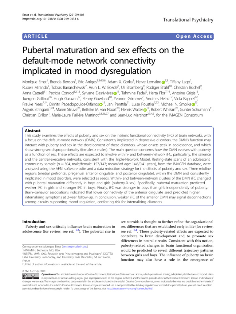 Pubertal Maturation And Sex Ef Pdf Prefrontal Cortex Cingulate Cortex