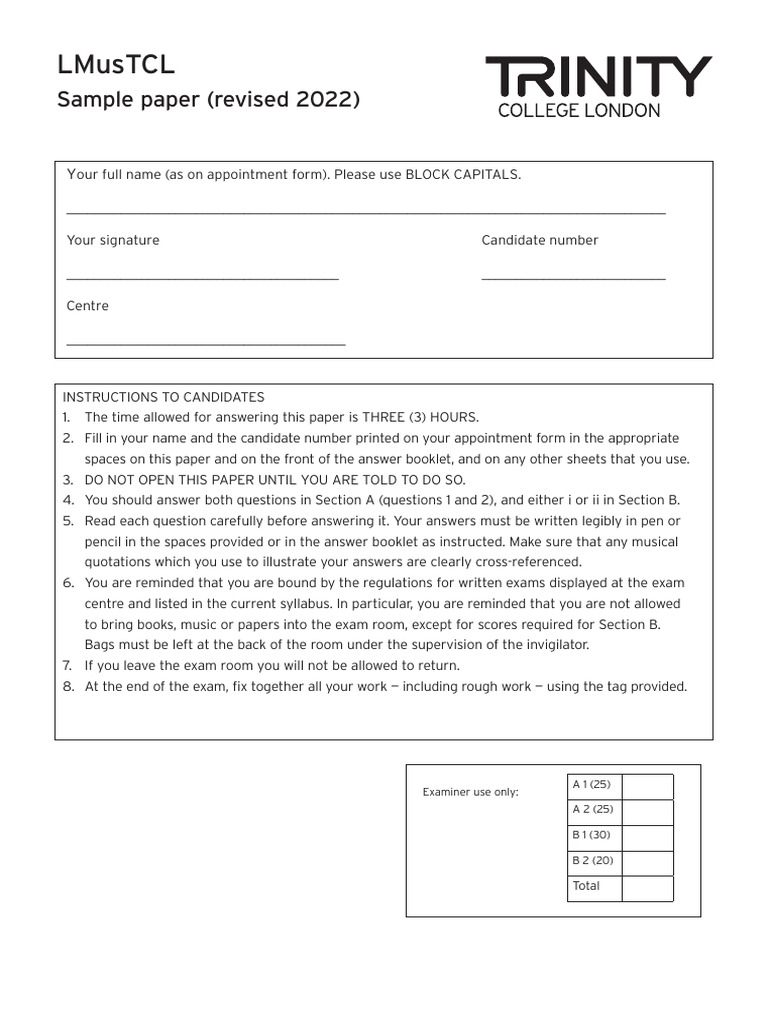 LMusTCL Sample Paper Rev 2022 | PDF
