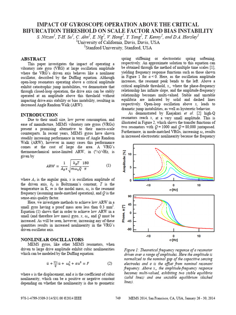 Impact of Gyroscope Operation Above The Critical Bifurcation Threshold On Scale Factor and Bias ...