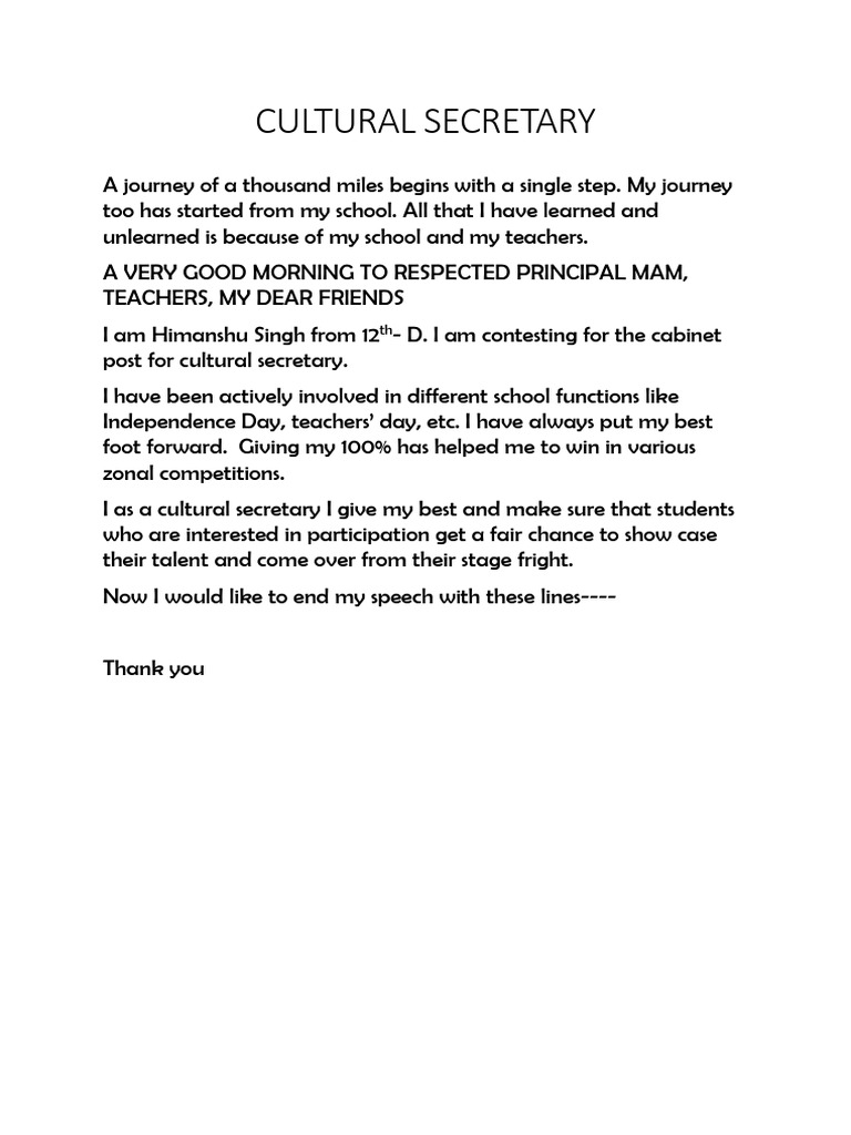 Cultural Secretary | PDF